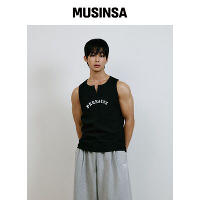 DRUNKTXT 复古华夫饼tank上衣 [VLACK] MUSINSA韩国官网直邮进口