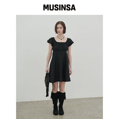 320SHOWROOM LIVIA 迷你泡袖复古连衣裙 黑色 MU韩国官网直邮进口