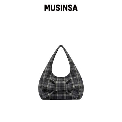 SIO CHECK RIBBON SHOULDER BAG [灰色]韩国官网直邮进口MUSINSA