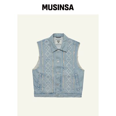 MURRA HALOGEN EL CASCADE 牛仔马甲 _ 打火机蓝韩国官网直邮进口