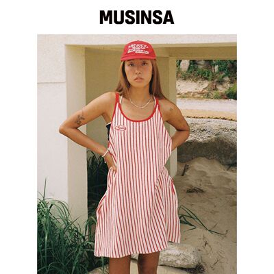 MENASOO MENASOO 夏季条纹毛巾带连衣裙_RED MUS韩国官网直邮进口