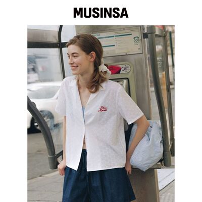 DEPOUND 开放式相机花卉短袖衬衫 [WHITE] MUSIN韩国官网直邮进口