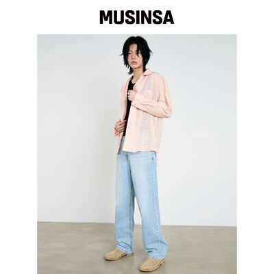 DUSTYWHITE 粉色格纹衬衫韩国官网直邮进口MUSINSA