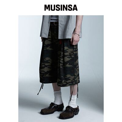 AAMBITION 反向褶皱铆钉百慕大短裤（CAMO） MUS韩国官网直邮进口