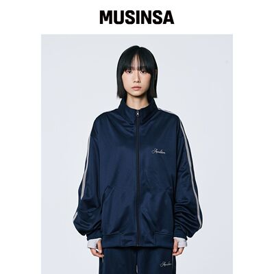 AAMBITION 提花线条运动夹克（海军蓝） MUSINSA韩国直邮官方正品