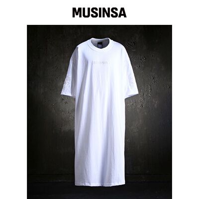KIRTIMUKHA 袖口刺绣长款 T恤 白色 MUSINSA韩国官网直邮进口