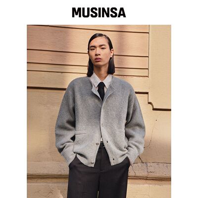 LMOOD ALFONSO 刷毛羊毛开衫灰色 MUSINSA韩国官网直邮进口