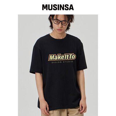 MAKEITTO [BORDER LOGO] 圆领T恤_黑色韩国官网直邮进口MUSINSA