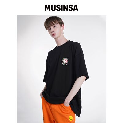 VERSE ONE 花卉符号LOGO T恤 黑色韩国官网直邮进口MUSINSA