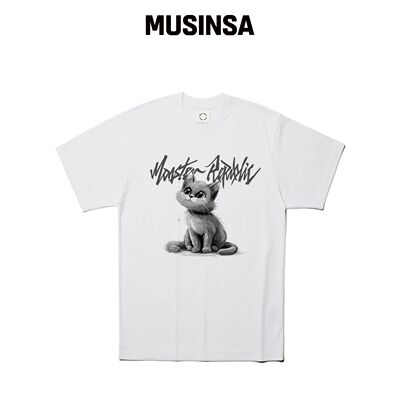 MONSTER REPUBLIC FAMOUS CAT 灰色T恤 白色韩国官网直邮进口