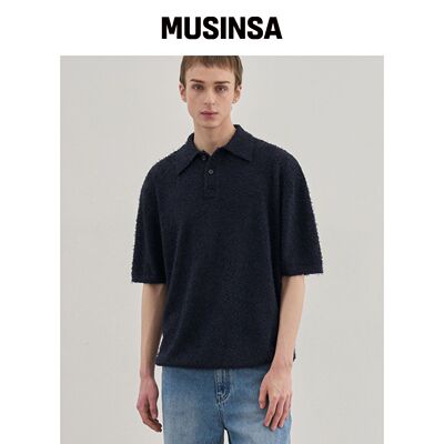 DRAW FIT 流苏领短袖针织衫 [NAVY] MUSINSA韩国直邮官方正品