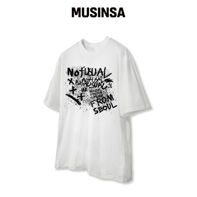 NOTUSUAL 格纹涂鸦半高领T恤 [WHITE]韩国官网直邮进口MUSINSA