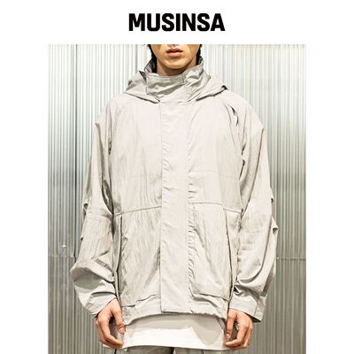 MASSNOUN 隐形绑带连帽壳外套 MSTJK004-MG韩国官网直邮进口