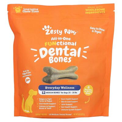 Zesty Paws,多合一功能性牙骨，适合所有年龄的狗，肉桂味