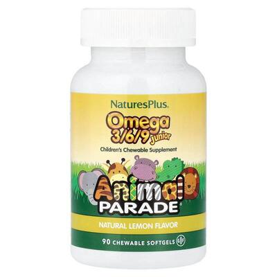 NaturesPlus,Animal Parade®，Omega 3/6/9 Junior，天然柠檬味