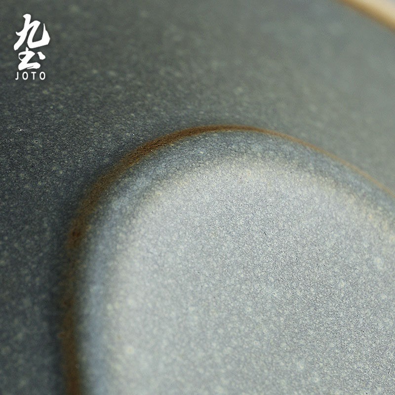 九土日式手工陶瓷餐盘子粗陶覆古椭圆形鱼盘食器创意简约家用餐具