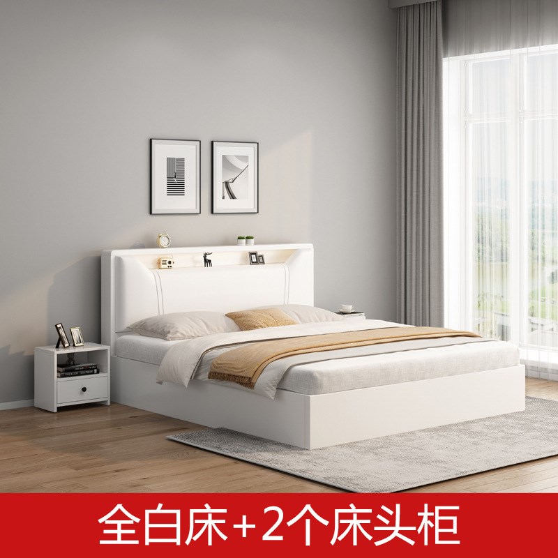 白色榻榻米板木结合箱体床宾馆1.8米双人大床加密床板民宿床