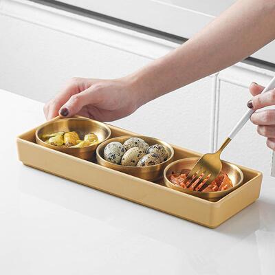 泡菜碟组合不锈钢调味碟料碟小碟子凉菜碟点心碟3469宫格防竹托盘