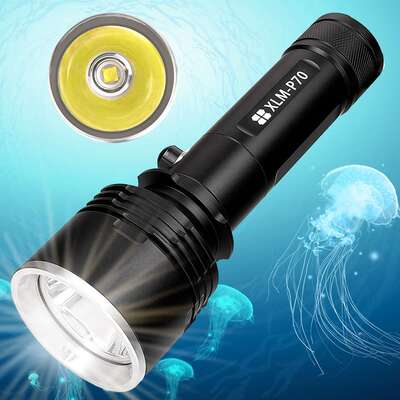 跨境XHP70定焦强光防水手电筒  LED铝合金搜救水下探照厂家直销