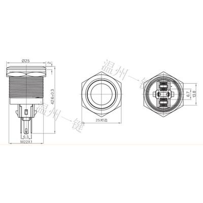 22MM防水金属电源led指示灯/信号灯/警示灯汽车改装PX22A-P11-DD