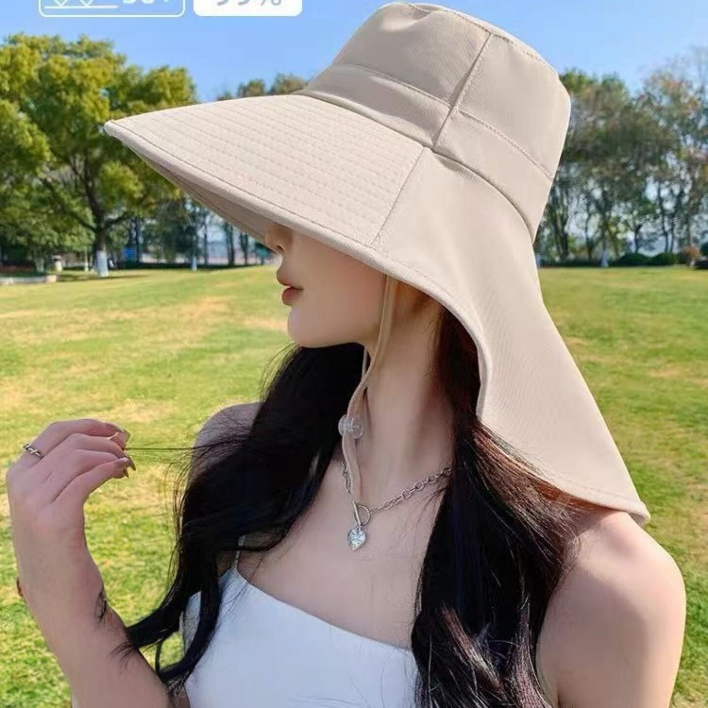 新款夏季披肩防晒帽大帽檐防紫外线户外遮阳帽其他配件DIY缝纫