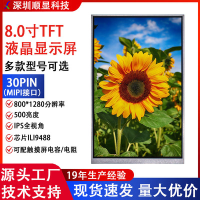 8.0寸工控制温度显示屏800*1280分辨率30PIN8.0寸显示屏MIPI接口