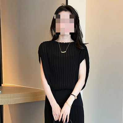 法式时尚套装裙女夏季新款洋气显瘦褶皱上衣半身裙气质两件套