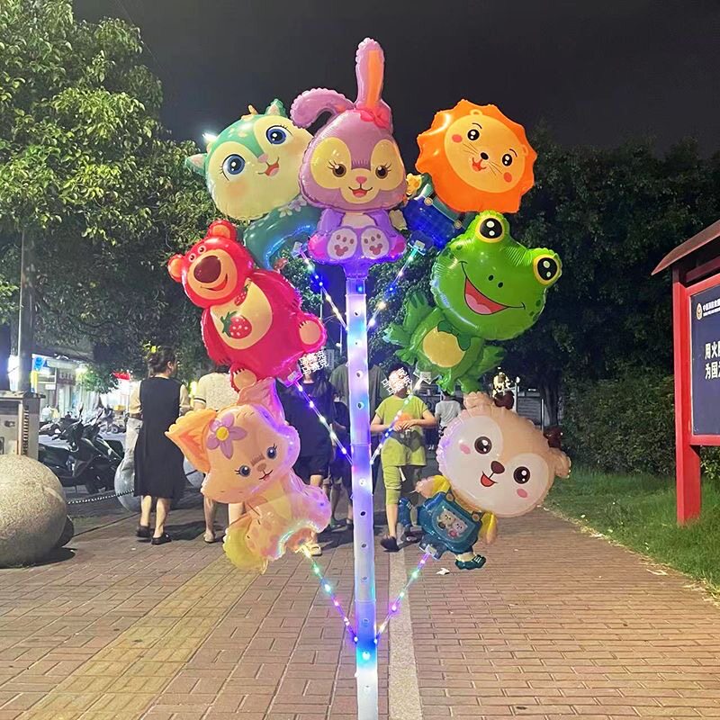 网红发光夹片气球带夜光地摊儿童卡通玩具夜市摆摊地推活动小礼品