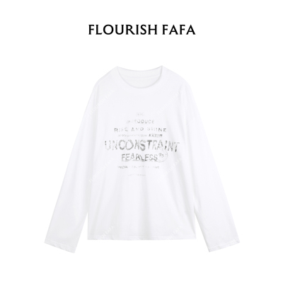 FLOURISH FAFA【爱丁堡】圆领美式字母印花宽松休闲长袖T恤上衣