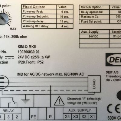 DEIF SIM-Q MKII,CUSTOM, 400/450/480 V AC 绝缘监测仪