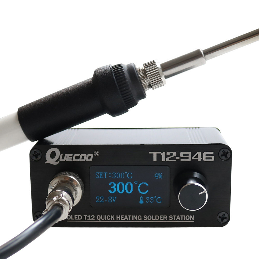 QUECOO T12-946 OLED 1.3屏电烙铁 迷你焊台配P8金属手柄自动休眠