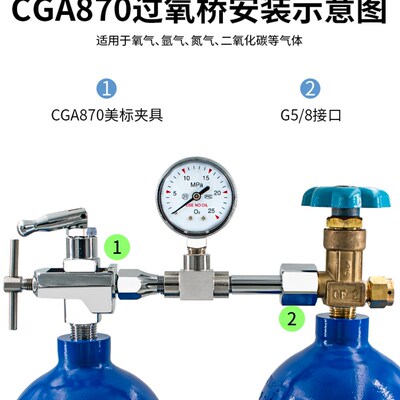 不锈钢氧气管CGA870氧桥软管充气导气过气过桥充装管大瓶倒小瓶