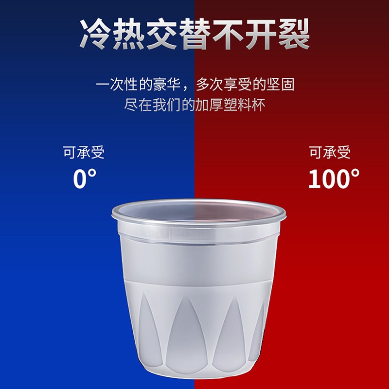 一次性杯子硬质加厚航空杯透明塑杯磨砂商用家用待客大容量耐高温