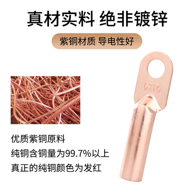 国标A级DT10/16/25/35/50/70/95/150/185/240平方铜鼻子接线端子