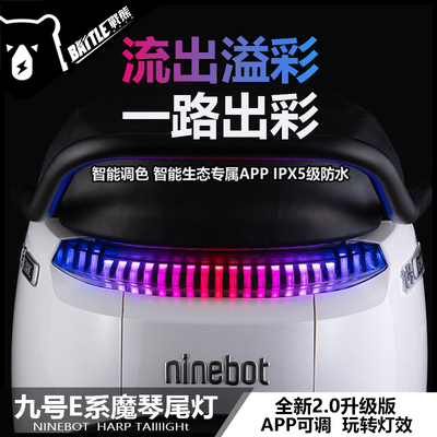 适用九号E系2.0升级魔琴尾灯E80 E100 E125 E200P 蓝牙可调后尾灯