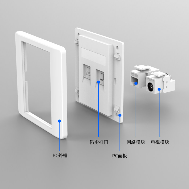 86型六类千兆双口电脑网线网络插座面板闭路有线电视TV信息插口