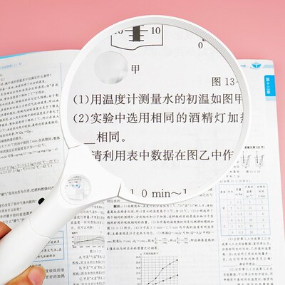 拜斯特手持式25倍放大镜带LED灯老人阅读专用137mm大镜片便携式