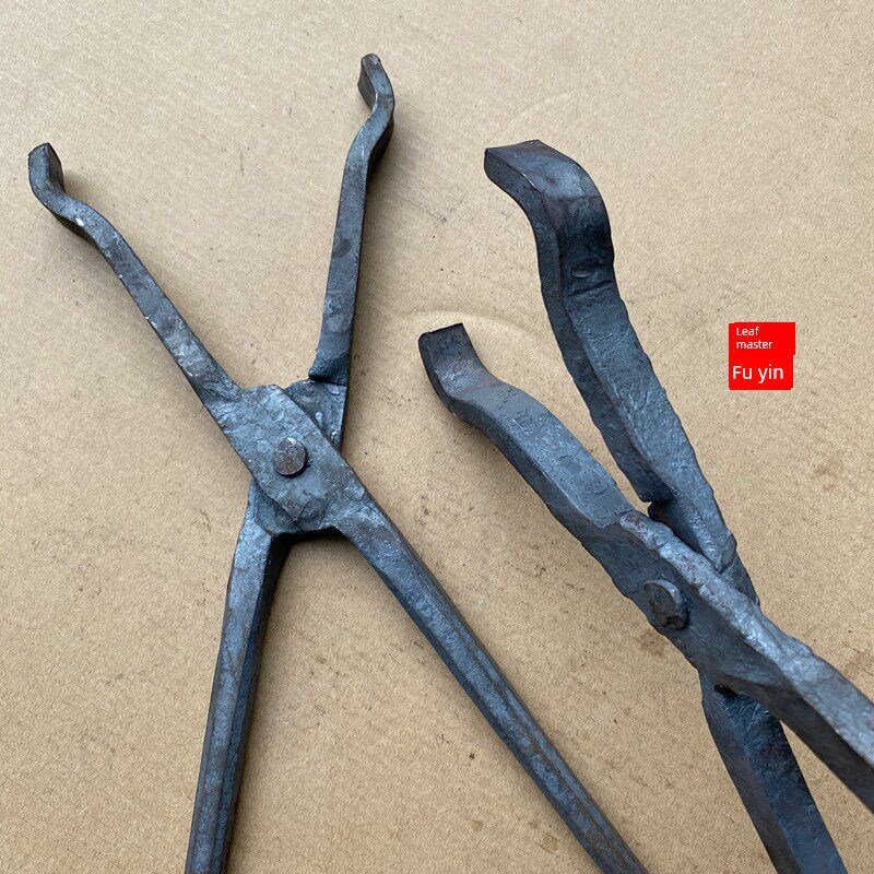 手工锻打夹料钳扁咀钳坩埚钳圆口铝棒钳铝锭钳火钳打铁钳手工夹钳
