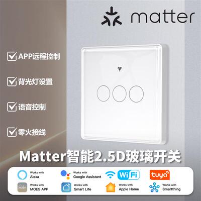涂鸦Matter智能开关面板homekit智能语音控制家用灯控定时零火
