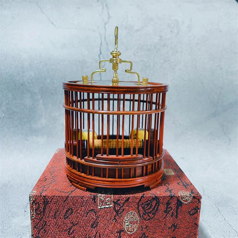 精品红木紫光檀黄花梨实木大号蝈蝈笼蟋蟀鸣虫样板楼袖珍鸟笼摆件