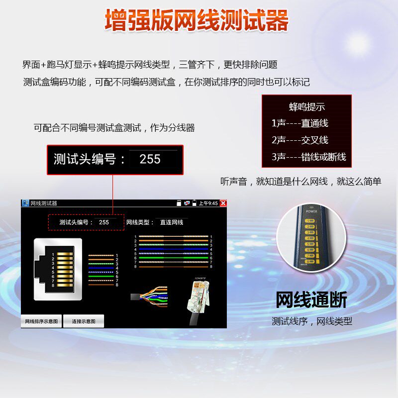 网路通工程宝视频监控测试仪网线测试盒NO255可定制