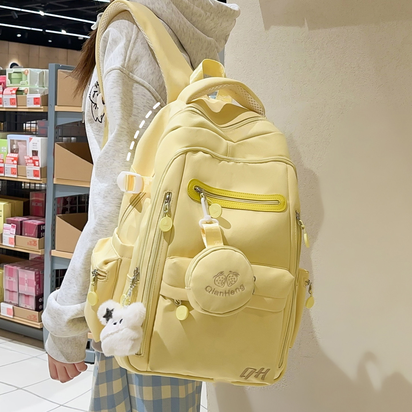 高颜值书包女初中学生大容量韩版高中双肩包大学生校园小清新背包