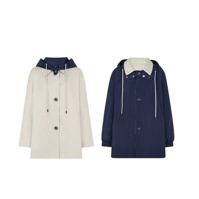 【甜甜专享】街头风连帽两面穿撞色风衣外套31006