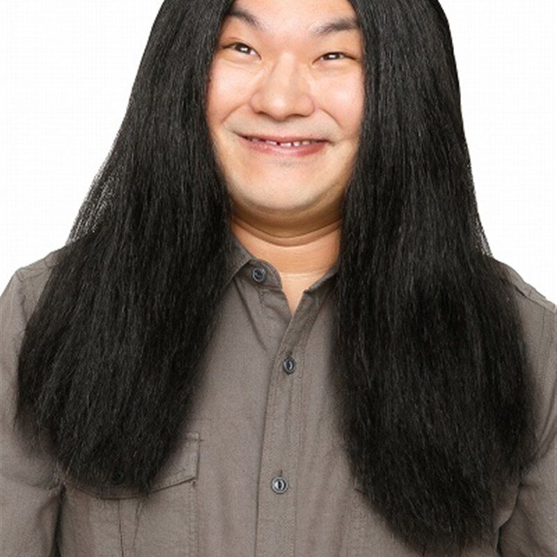 表演假发花白假发头套演出道具中老年白色长直发发套奶奶花白直发