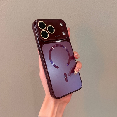勃艮第酒红AG磨砂适用苹果18promax手机壳iPhone18磁吸新款纯色17pro情侣16大视窗13镜头全包15高级14P保护套