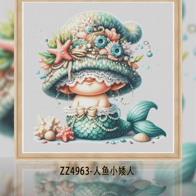 【ZZ4963-人鱼小矮人】十字绣2024新款手工客厅卧室小件可爱卡通