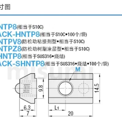 HNTPZ5/6/8-3/4/5/6/8型材螺帽 HFS8系列铝合金型材后装弹簧螺母
