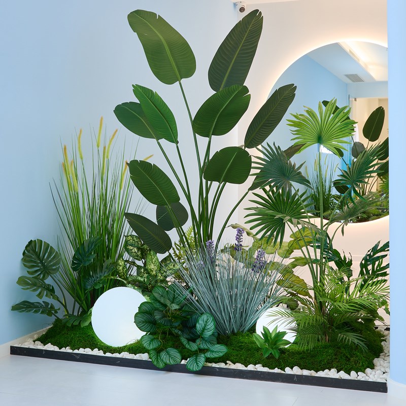 大型仿真绿植造景家具展厅酒店商业美陈室内景观装饰仿真植物造景