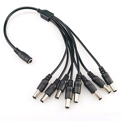 监控电源线DC12V全铜一分八DC1母分8公一拖八扩展线DC5.5/2.1MM