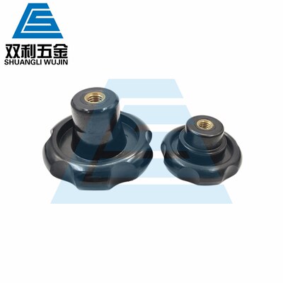 厂家胶木通孔波纹把手 六角穿孔旋钮 圆型手拧螺母 手轮M8101216